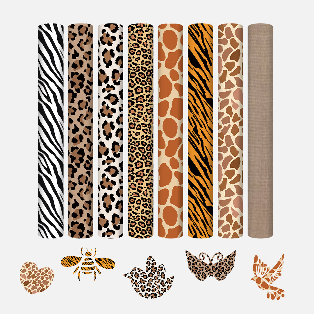 Animal Patterned Leopard Heat Transfer Vinyl Bundle - 12"x10" 8 Packs ...