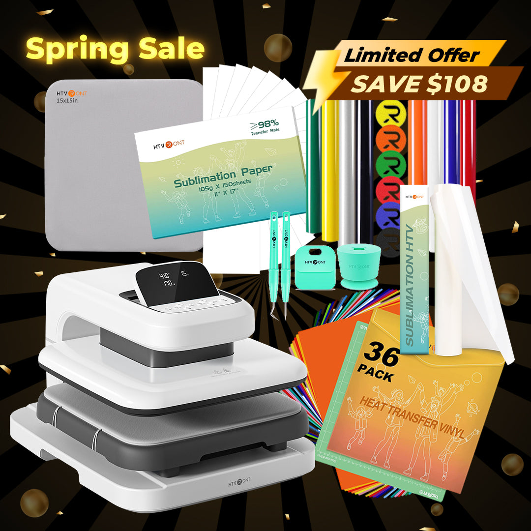 HTVRONT Auto Heat Press 2 +Spring Deals Bundle