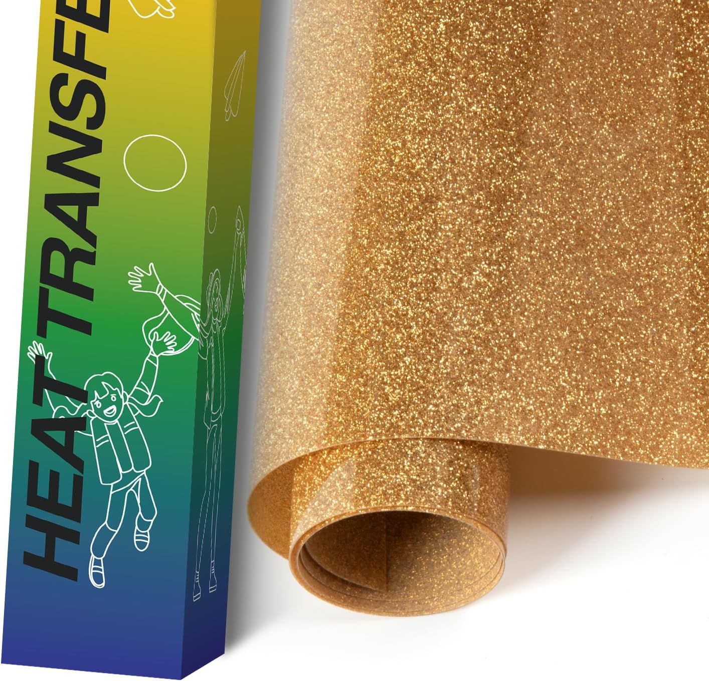 Smart Iron On Vinyl - 13in x 3ft Glitter Heat Transfer Vinyl – HTVRONT